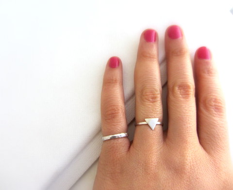 Sterling Silver Triangle Ring, Geometric Jewelry. on Luulla