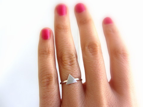 Sterling Silver Triangle Ring, Geometric Jewelry. on Luulla